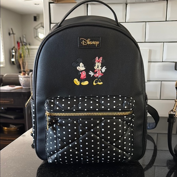 Disney | Bags | Disney Mickey And Minnie Black Polka Dot Backpack ...